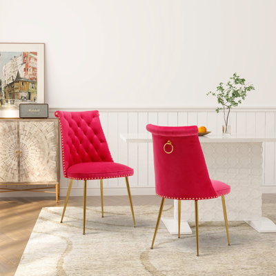 Magallanes 2 Pieces Magallanes Velvet Full Back Side Chair Dining Chair Willa Arlo Interiors Upholstery Color Rose